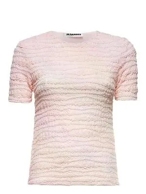 JIL SANDER Textured Crewneck Top - Pink
