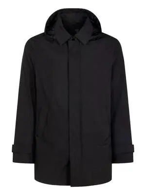 Herno Concealed Front Hooded Jacket - Black