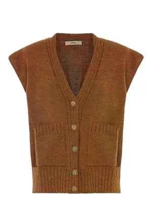AKEP Button-front Patch-pocket Cardigan - Brown