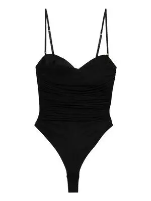 Elisabetta Franchi Ruched-panel Bodysuit - Black