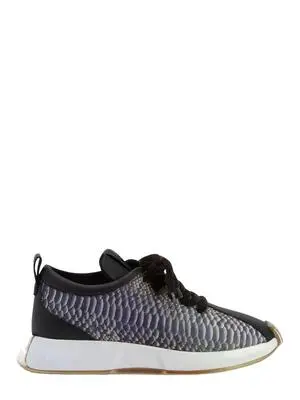 GIUSEPPE ZANOTTI Snakeskin-print Sneakers - Black