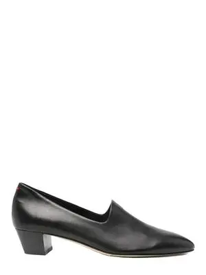 AEYDĒ 40mm Almond-Toe Block-Heel Loafers