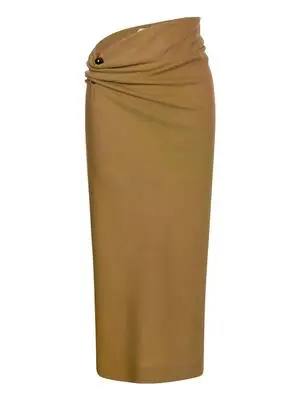 Alberta Ferretti Gathered Midi Skirt - Brown