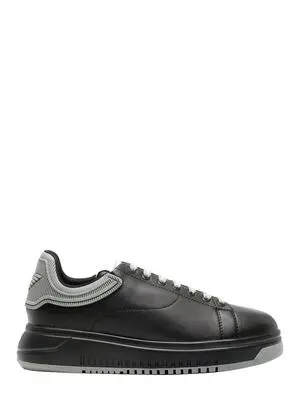 Emporio Armani Two-tone Leather Sneakers - Black