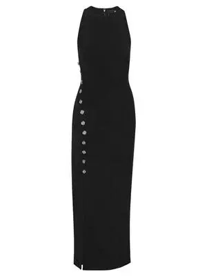 ROTATE BY BIRGER CHRISTENSEN Button-embellished Midi Dress - Black