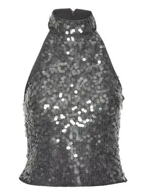 Remain Birger Christensen Sequin Halter-neck Top - Grey