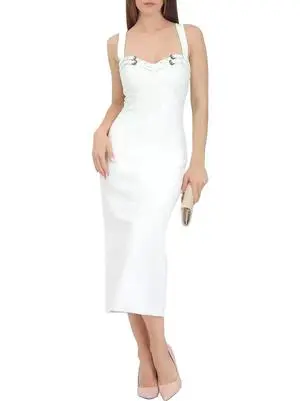 Versace Buckle-embellished Midi Dress - White