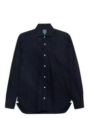 BARBA NAPOLI Micro-pattern Cotton Shirt - Blue