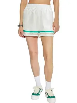 Casablanca Striped Silk Shorts - White