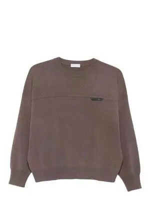 Brunello Cucinelli Paneled Crew-neck Sweater - Brown