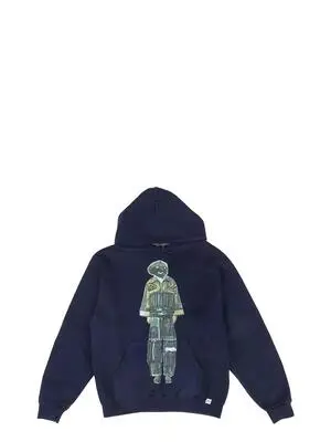 DRX FARMAXY FOR LN-CC Graphic-print Hooded Sweater - Blue