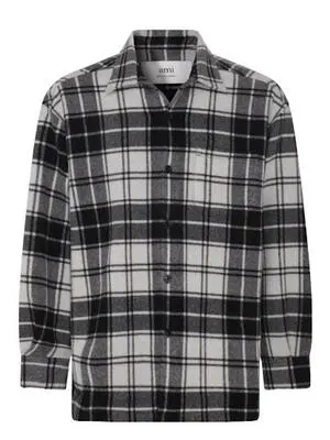 Ami Checked Buttoned Shirt - Black/white