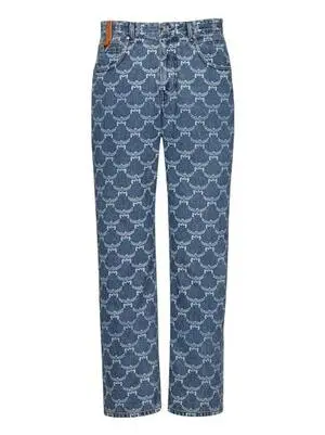 Mcm Lauretos Monogram Denim Jeans - Blue