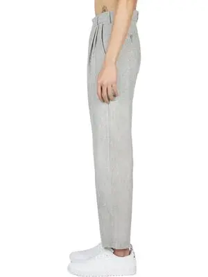SAINTWOODS Pleat-detailed Graphic-print Trousers - Grey