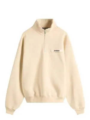 Jacquemus Grosgrain Zip Sweat - Beige
