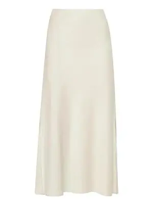 Brunello Cucinelli Midi Skirt With Slit - Neutrals