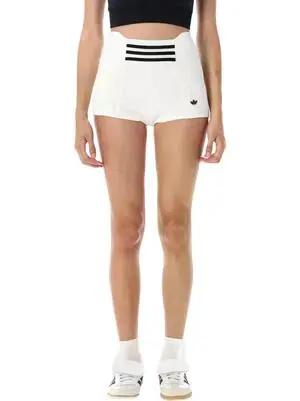 Adidas High-waisted Stripe Shorts - White