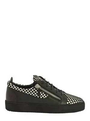 GIUSEPPE ZANOTTI Frankie Checked Leather Sneakers - Black