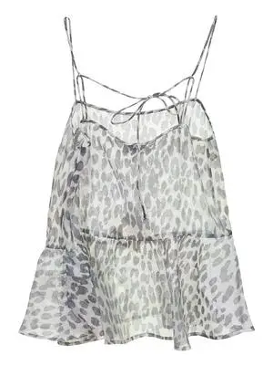 Baum Und Pferdgarten Ruffled Leopard Print Top - Grey