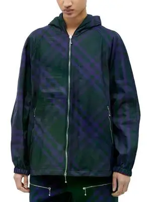 Burberry Plaid Hooded Jacket - Green