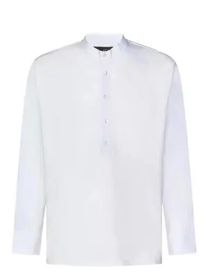LOW BRAND Button-placket Long-sleeved T-shirt - White
