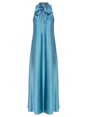 FORTE_FORTE Bow-neck Maxi Dress - Blue