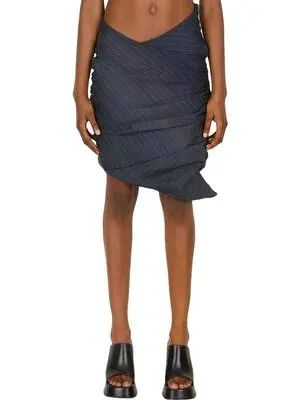 LOURDES Pinstriped Asymmetrical Skirt - Blue