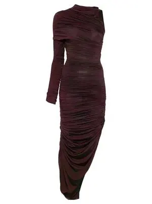 MUGLER Asymmetric Draped Maxi Dress - Purple