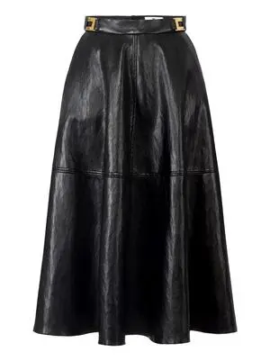 Elisabetta Franchi Leather-effect Belted Midi Skirt - Black