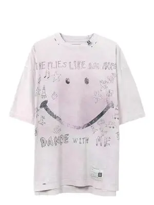 Mihara Yasuhiro Smiley Face-print T-shirt - Pink