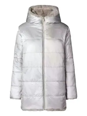 SAVE THE DUCK Quilted Faux-fur Coat With Hood - Grey