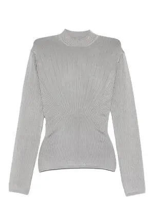 MUGLER Ribbed High-neck Sweater - Grey