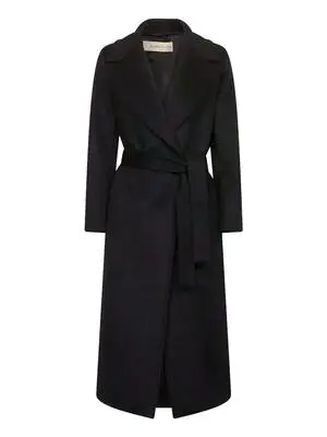 BLANCA VITA Belted Double-breasted Coat - Black