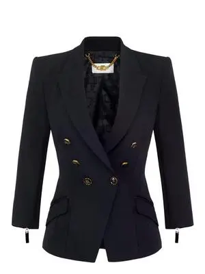 Elisabetta Franchi Double-breasted Jacket With Gold-tone Buttons - Black