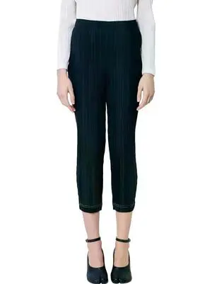 Issey Miyake Pleated Cropped Trousers - Black