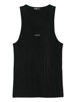 MUGLER Ribbed Scoop-neck Tank Top - Black