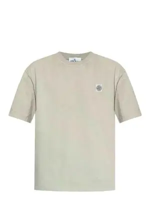 Stone Island Logo-patch Cotton T-shirt - Neutrals