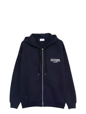FAMILY FIRST Logo-printed Zip-up Hoodie - Blue