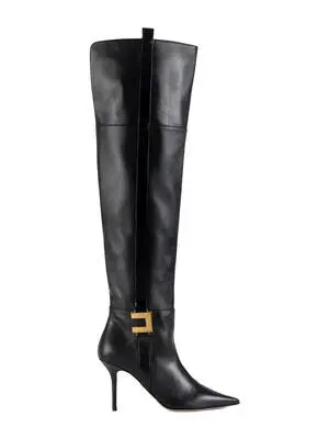 Elisabetta Franchi Leather Logo-plaque Boots - Black