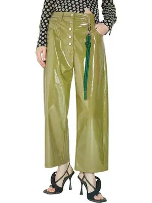 SONG FOR THE MUTE High-shine Cropped Trousers - Green