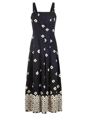 MARIE OLIVER Dixon Pleated Print Midi Dress - Black