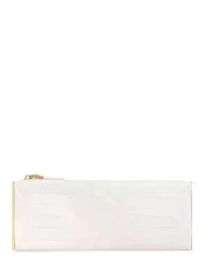 Elisabetta Franchi Crocodile-effect Zip Clutch - White