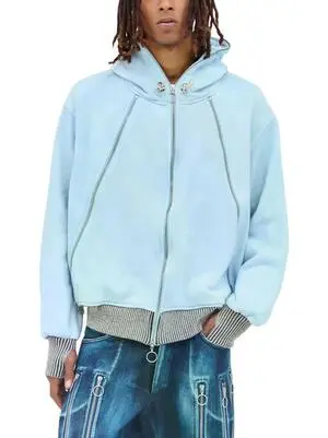 CHARLIE CONSTANTINOU Hybrid Zip-panel Hooded Sweatshirt - Blue