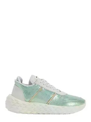 GIUSEPPE ZANOTTI Urchin Snakeskin-effect Lace-up Sneakers - Blue