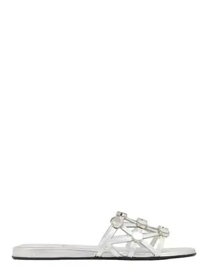 Attico Grid Studded Sandals - Silver