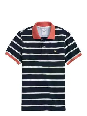 Brooks Brothers Striped-pattern Collar Polo Shirt - Blue