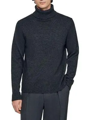 Sandro Turtleneck Wool-cashmere Sweater - Dark Grey