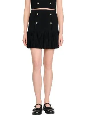 Sandro Double-breasted Ruffle Mini Skirt - Black