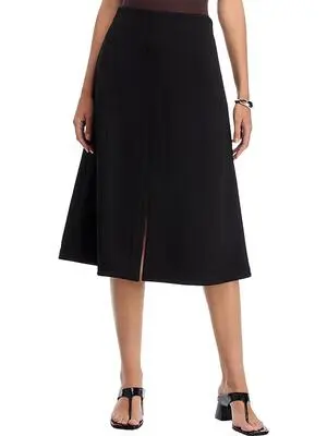 Misook A-line Skirt With Slit Front - Black