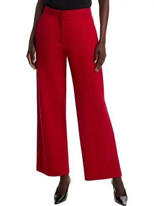 Misook High Rise Ponte Pants Scarlet Red